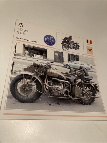FN 1000 M12 Sm Army 1937 Card Motorbike Of Collection Atlas Belgium | eBay