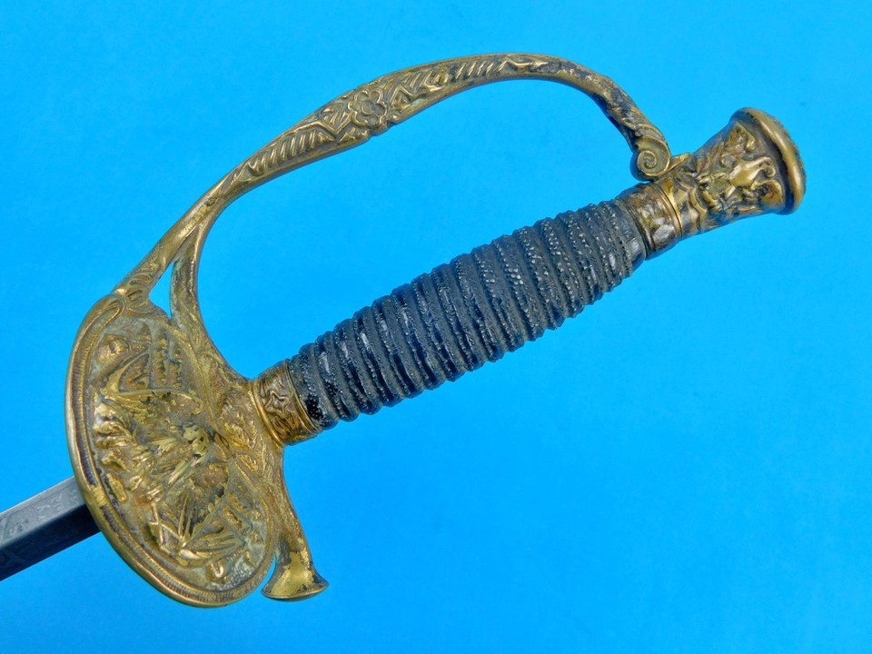 Antique US Model 1860 Springfield Armory SA Officer's Engraved Sword w ...
