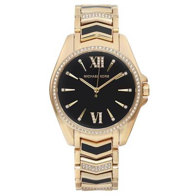 Michael Kors Whitney 36mm Steel Gold Tone Black Dial Crystal Ladies ...