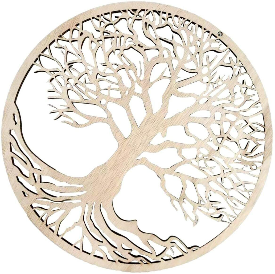 Tree of Life Round Hanging Wooden Modern Wall Art Decoration 3D Effect ...