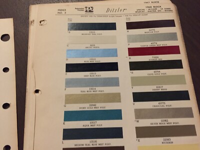 1968 BUICK,SKYLARK,LESABRE,RIVIERA,WILDCAT,225 ,PAINT CHIPS CHART ...
