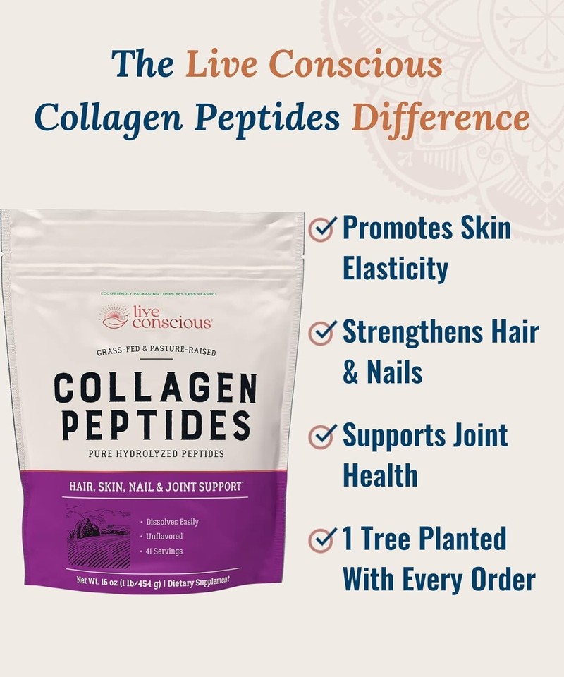 Collagen Powder by Live Conscious | Hydrolyzed Collagen Peptides Type I ...