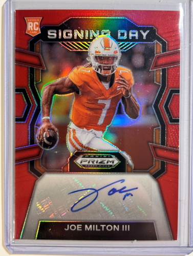 Joe Milton AUTO~RC #/199 Panini Prizm Red 2024 Signing Day Rookie ...
