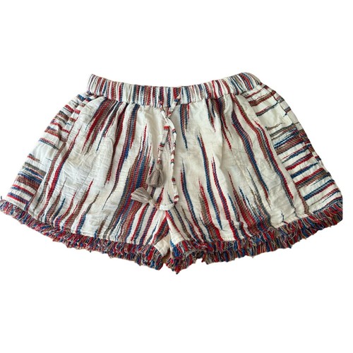 THML Boho Festival Fringe Tassel Shorts Red White Blue Stripe Size ...