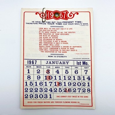 Vintage Unused 1967 Small Wall Calendar w/ Phrases & Sayings | eBay