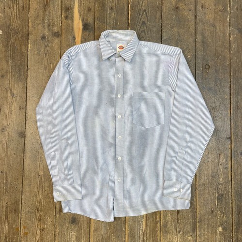 Dickies Shirt Vintage Striped Long SleeveButton Up Collared Top, Blue ...