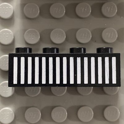 Lego 3010 Black 4x1 Brick With Striped Print X1 Piece | eBay