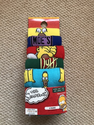 PRIMARK Men's Official Simpsons Socks 5 Pairs UK 6-8 Homer Duff Novelty ...