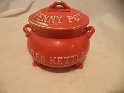 Vintage Penny Pot LEGO Japan Ceramic RED KETTLE Piggy Bank | eBay