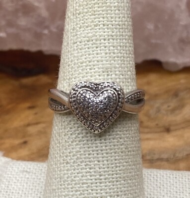DESIGNER JTW STERLING SILVER AND DIAMONDS HEART RING SIZE 6.5 | eBay