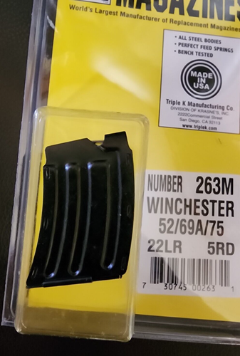 Winchester 52 69 75 22 lr .22LR 5RD Triple k 263m Magazine 697 69a 56 ...