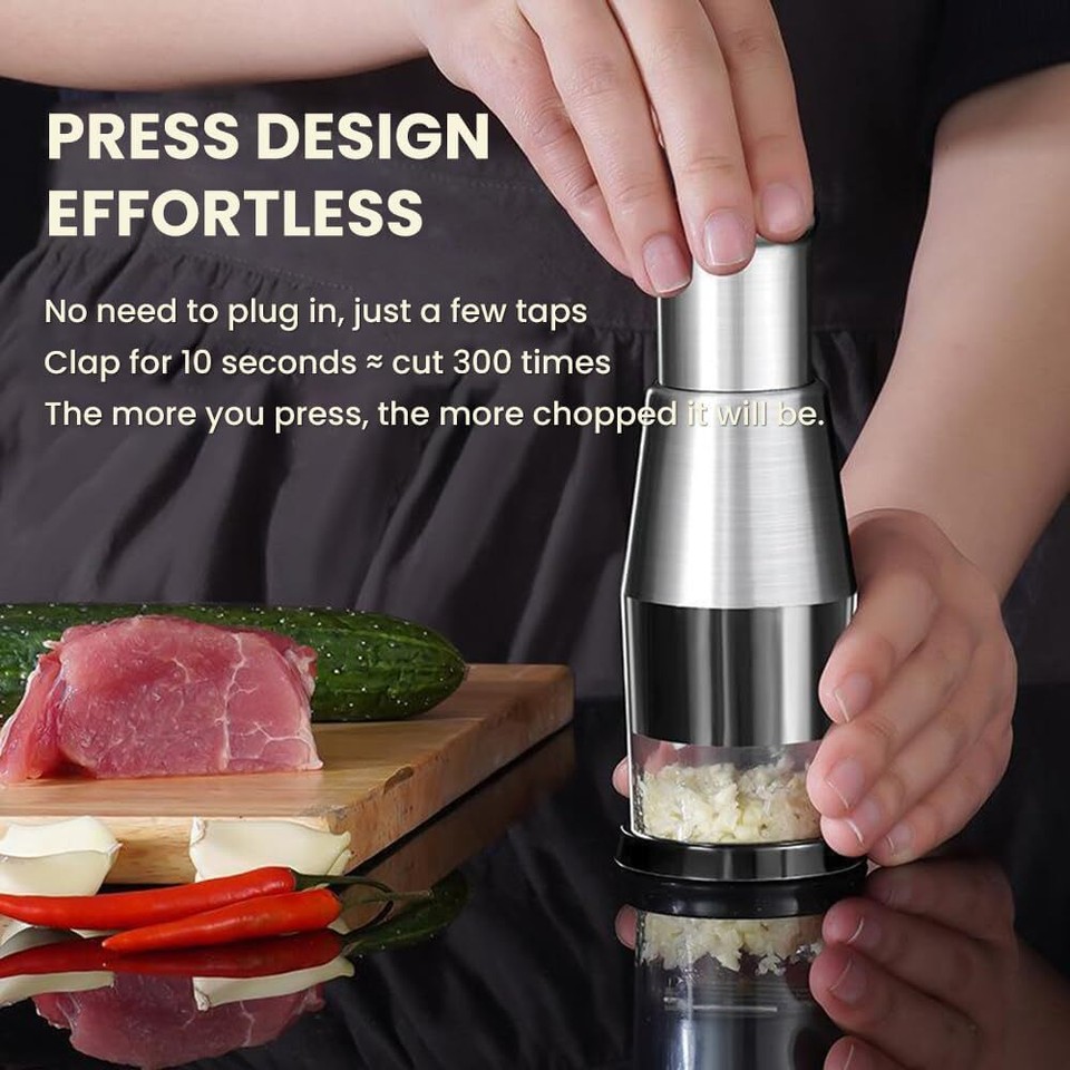 Pressed Garlic Onion Chopper 304 Stainless Steel Hand Food Chopper ...