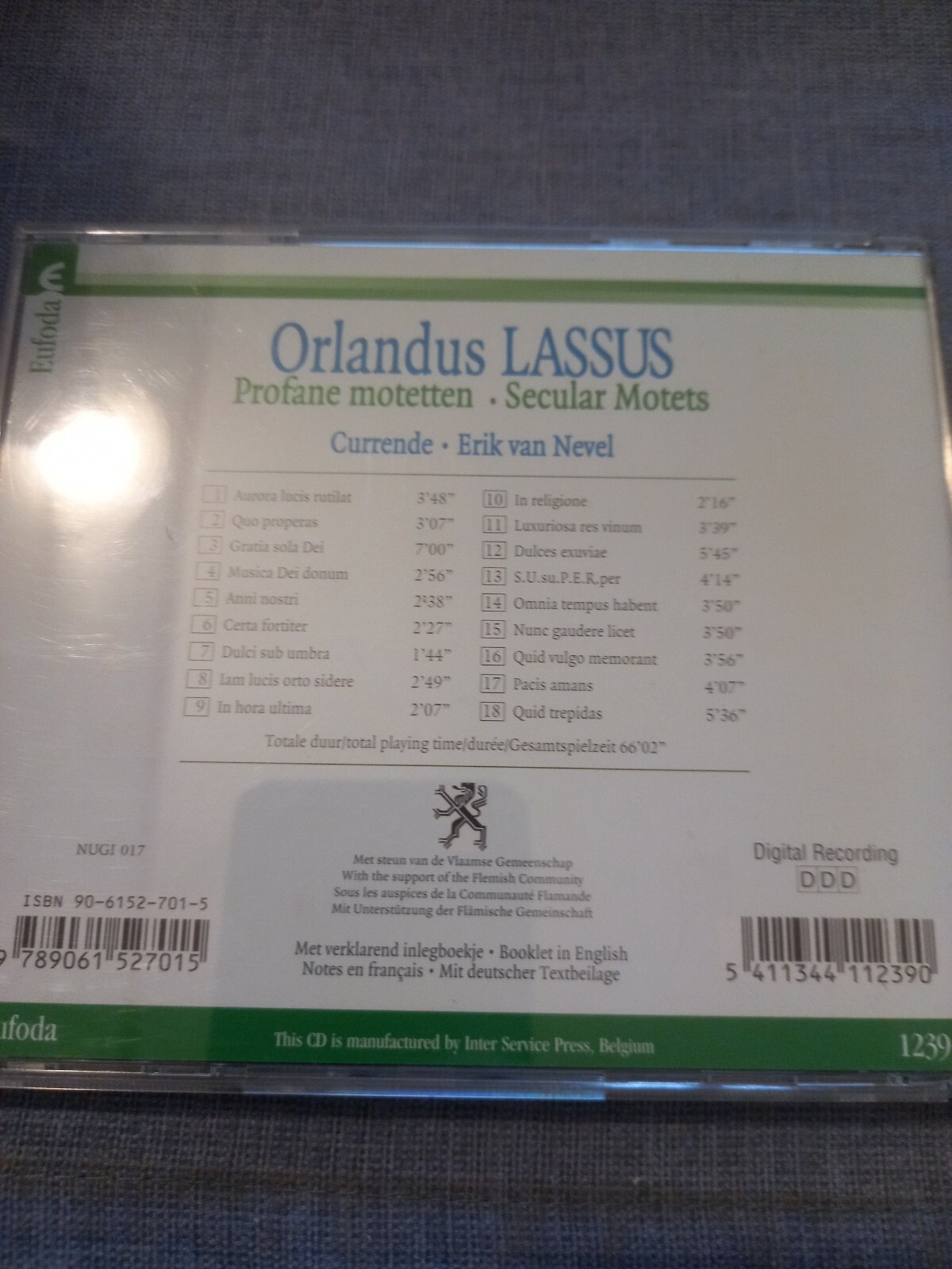 Lassus - Profane Motetten Secular Motets. Erik Van Nevel. CD Eufoda | eBay