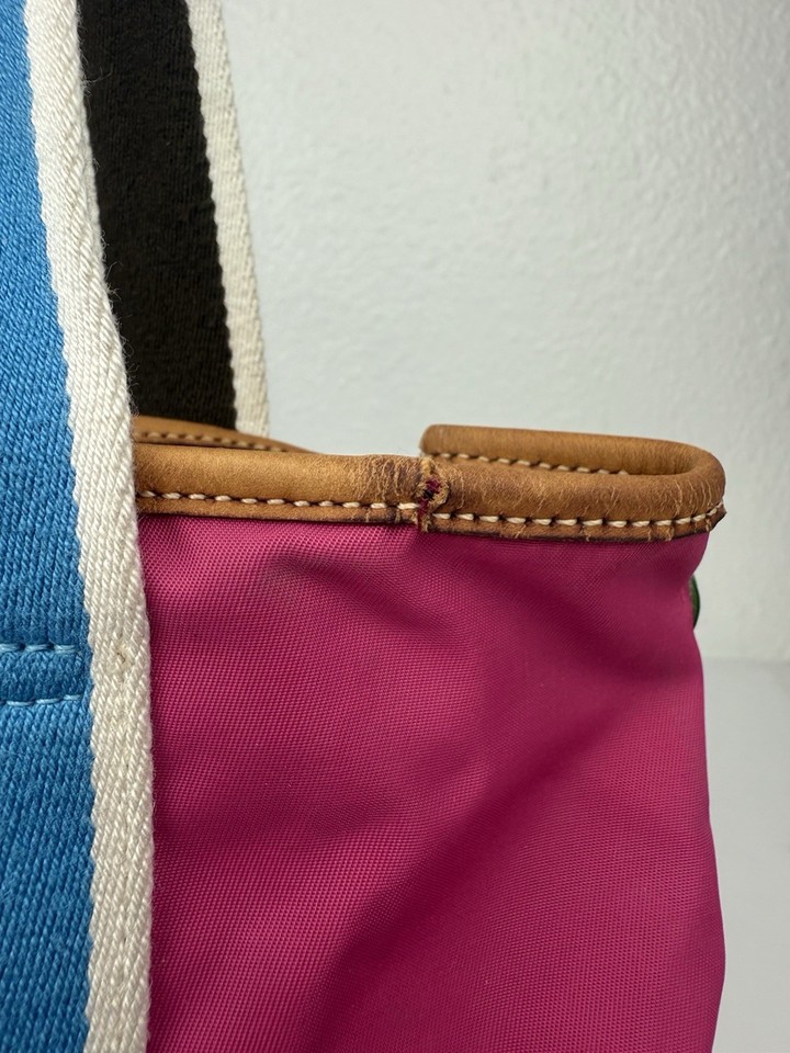 Y2K Coach Hampton Weekend Nylon Tote Bag Purse Blue Green Pink IR5656 ...