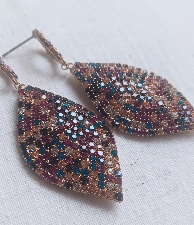 Multicolor Rhinestone Crystal Drop Earrings Pink Emerald Clear WoW! | eBay