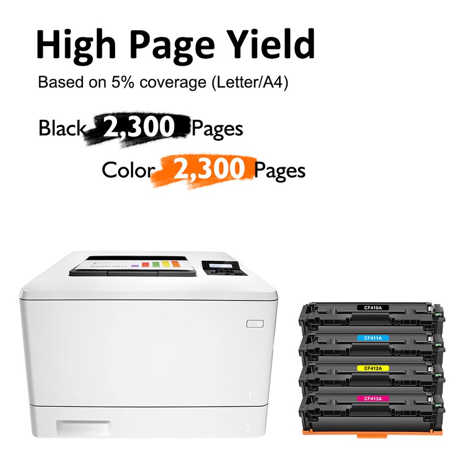 5 PACK Toner CF410A 410A For HP Color Laser jet Pro M452dw MFP M477fnw ...
