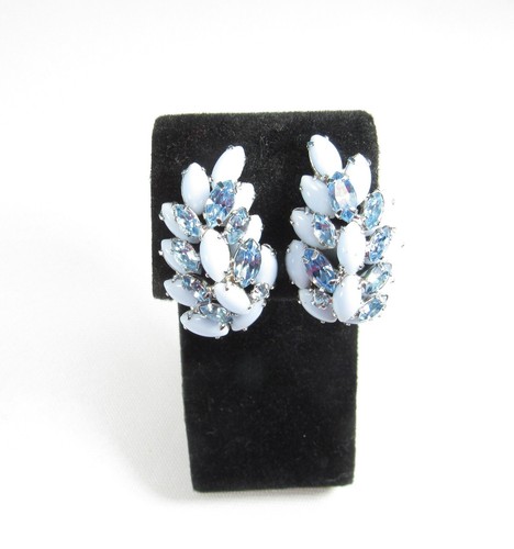 Kramer Pale Light Blue Rhinestone Earrings. Mint. | eBay