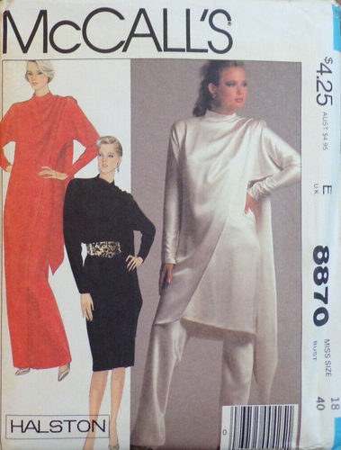 McCall's Sewing Pattern 8870 Halston Misses Dress Tunic Pants Size 18 ...
