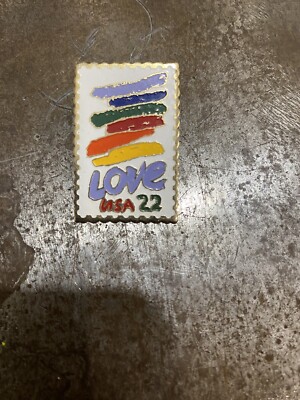 Vintage Love Stamp Pin Rainbow 22 Cents USA Enamel Collectable Hat ...