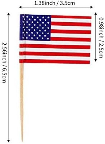 CYPS 100 Pcs USA American Flag US Toothpick Flags, Small Mini Stick ...