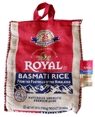 Royal Basmati Rice Jute Bag Empty Burlap With Handles & Zipper 20lb | eBay