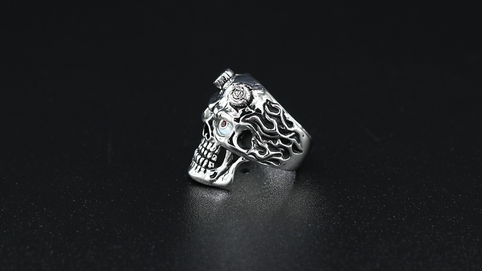 Ultimate Power Skull Ring, Sterling Silver 925 Hell Skull Ring, Biker ...