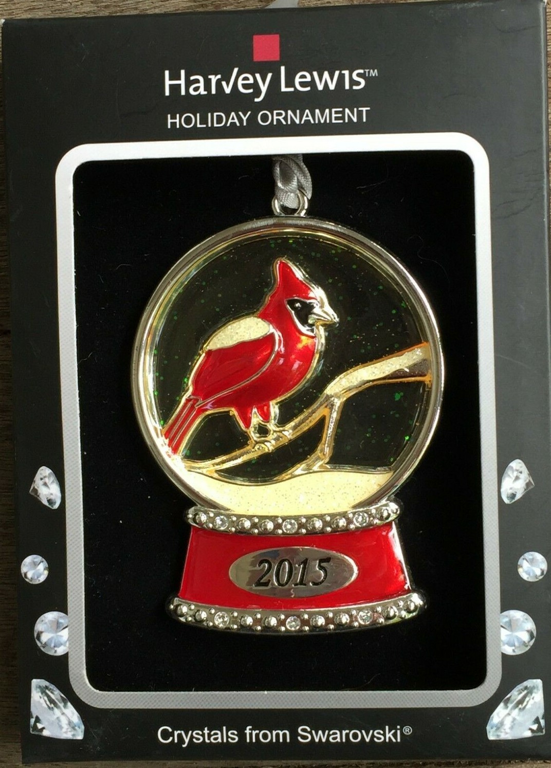 Harvey Lewis Ornament Red Cardinal Christmas Swarovski Crystal New Free ...