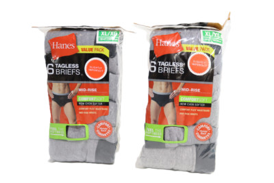 6 Pair Men's Hanes Heather Blue Tagless Mid-rise Briefs - Size Xl (40 ...