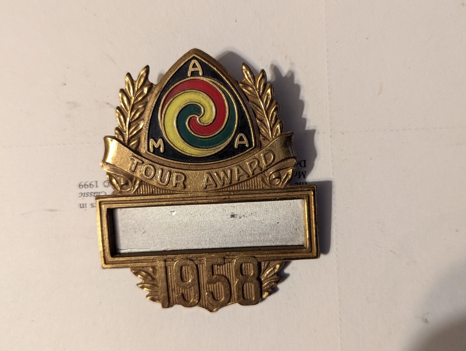 Vintage 1958 American Motorcycle Association AMA Gypsy Tour Award Pin ...