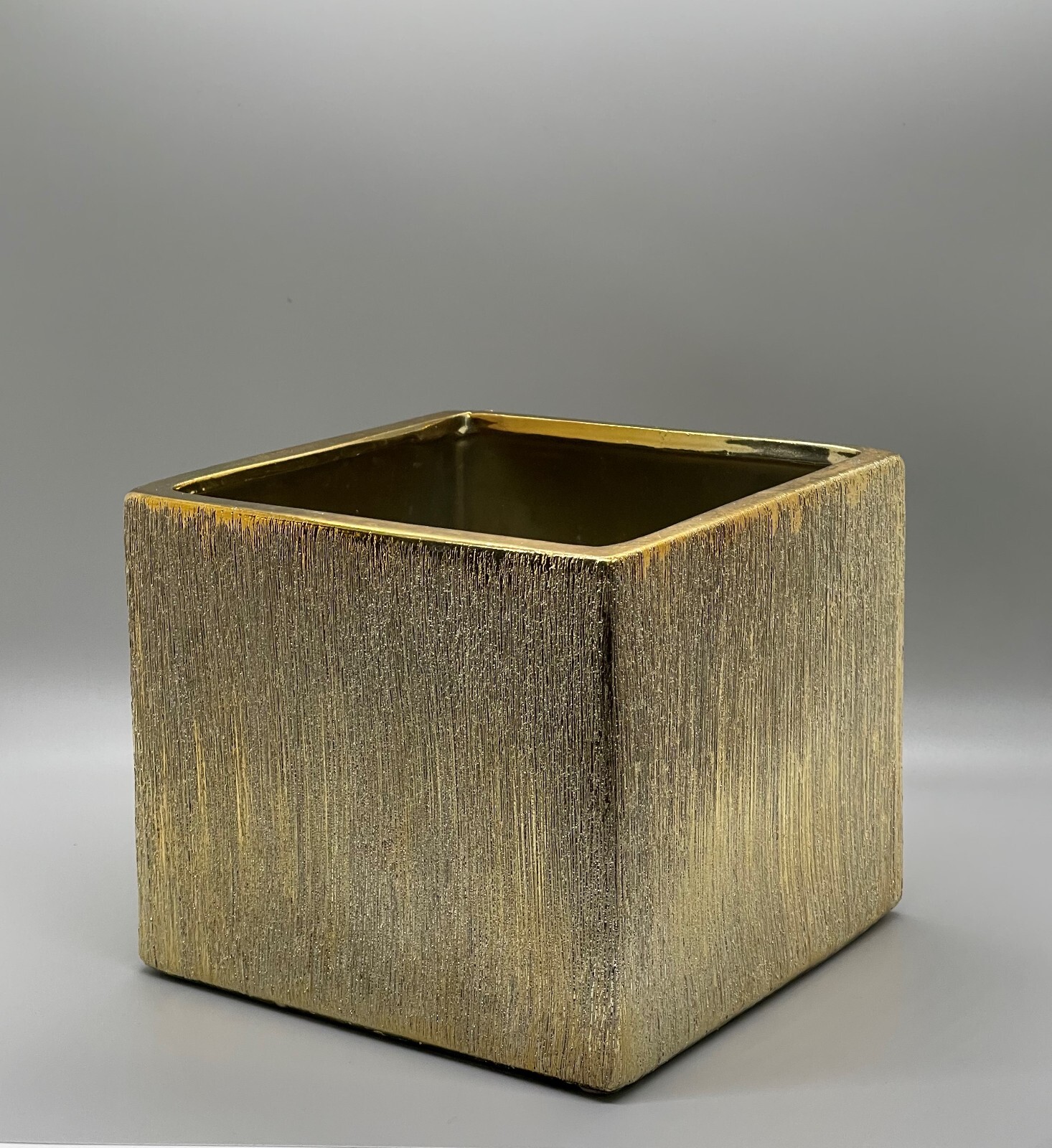 Square Vase, Gold Brushed Box 6.5 Inch Diameter, Decorative Indoor . | eBay