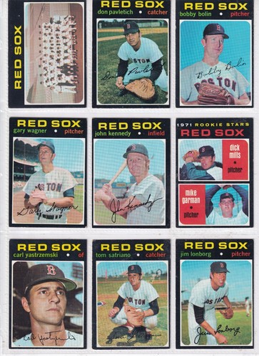 1971 Topps Boston Red Sox Team Set (33 Cards) | eBay