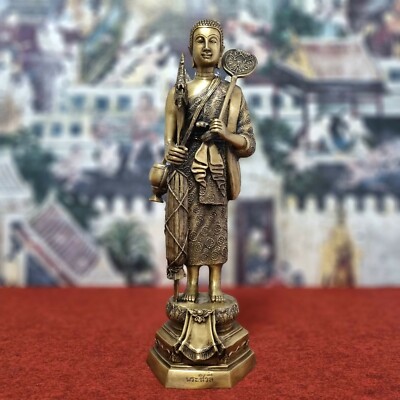 20" Flower Dressed Brass Sivali Buddha Statue Umbrella Monk Phra Siwali ...