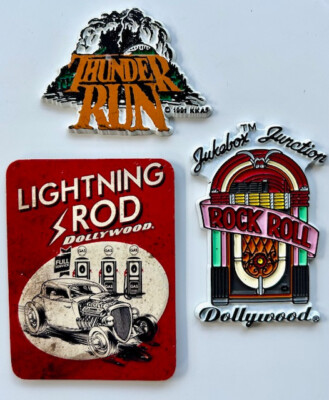 Vintage 2000's Lot of 3 Dollywoood Roller Coaster & Attraction Magnets ...