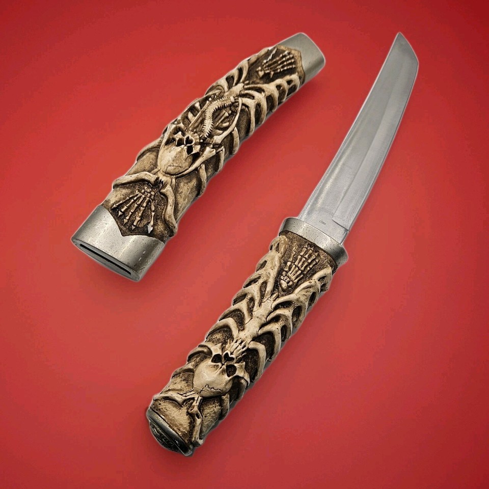 Stainless Steel Knife Fantasy Fixed Tanto Blade Skeleton Handle with ...