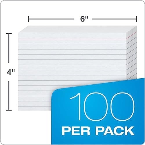 4x6 Inch Ruled White Index Cards 100 Pack | eBay