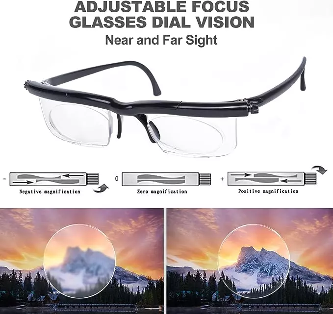 Dial Adjustable Glasses Variable Focus Instant Reading Distance Vision ...