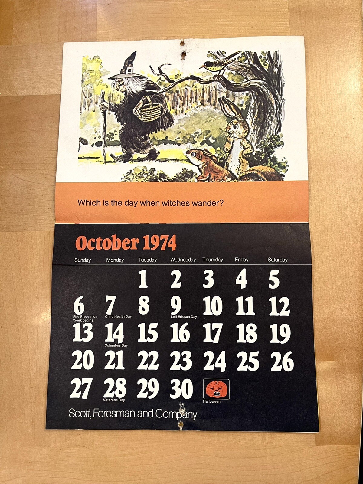 1974 Classroom Calendar Wall Teacher Elementary Classroom Vintage 1970s ...