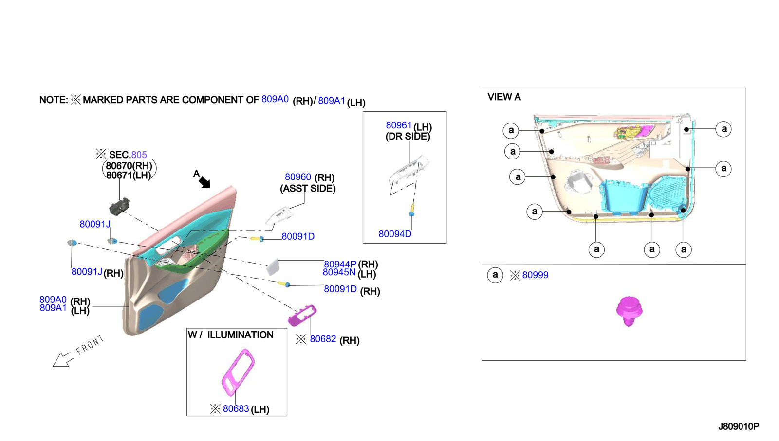 2021-2022 Nissan Rogue Black Lea Driver Front Door Trim Panel 809A1 ...