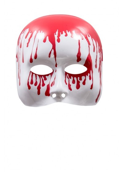 White Bloody Blood Drip Mask Zombie Halloween Fancy Dress Phantom Half ...