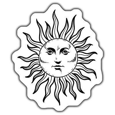 SUN FACE STICKER, VINTAGE SUN DECAL, CELESTIAL SUN STICKER, SUN AND ...