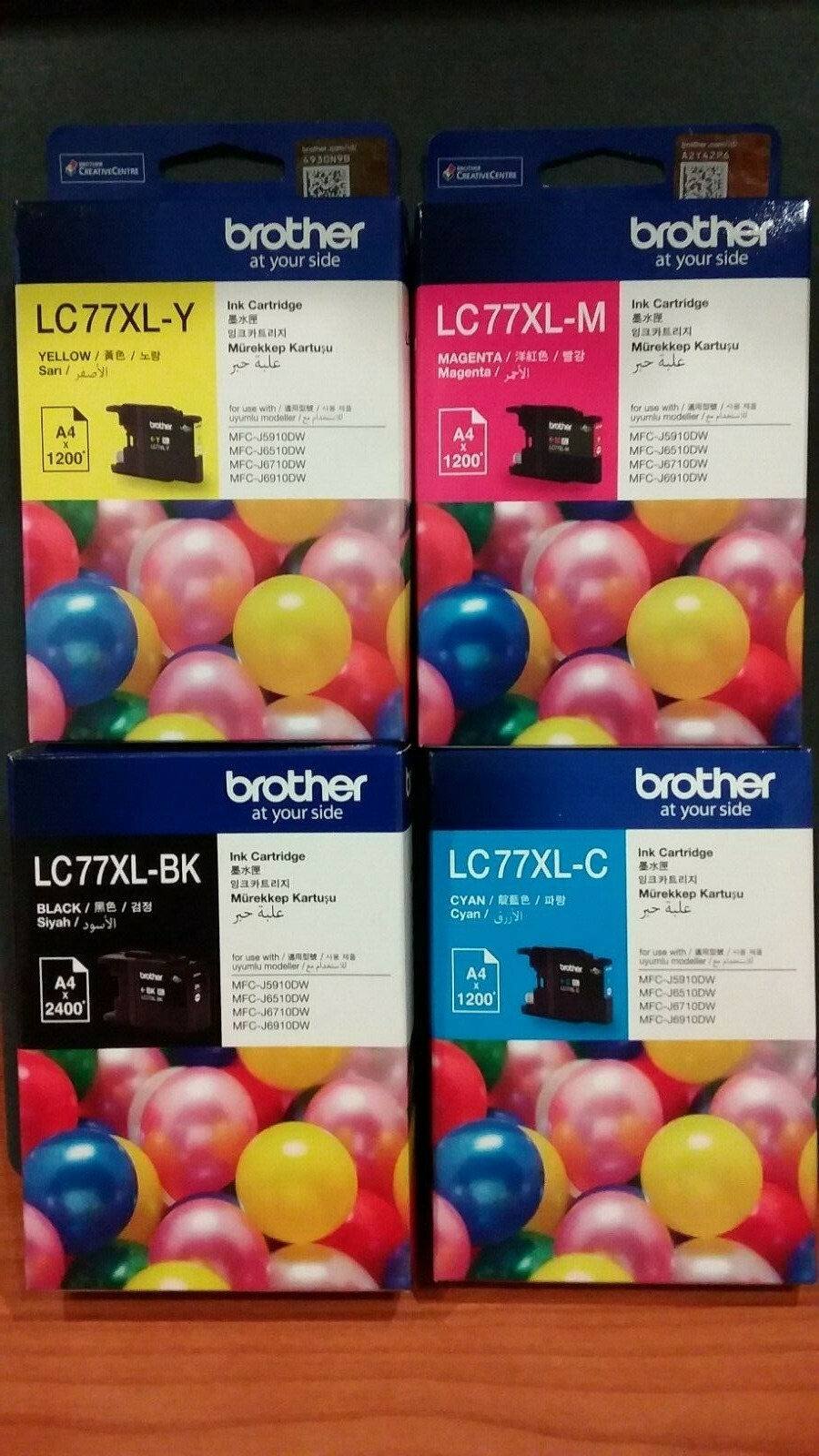 4 x Brother GENUINE LC77XL Ink SET - Black Cyan Magenta Yellow - LC77 ...