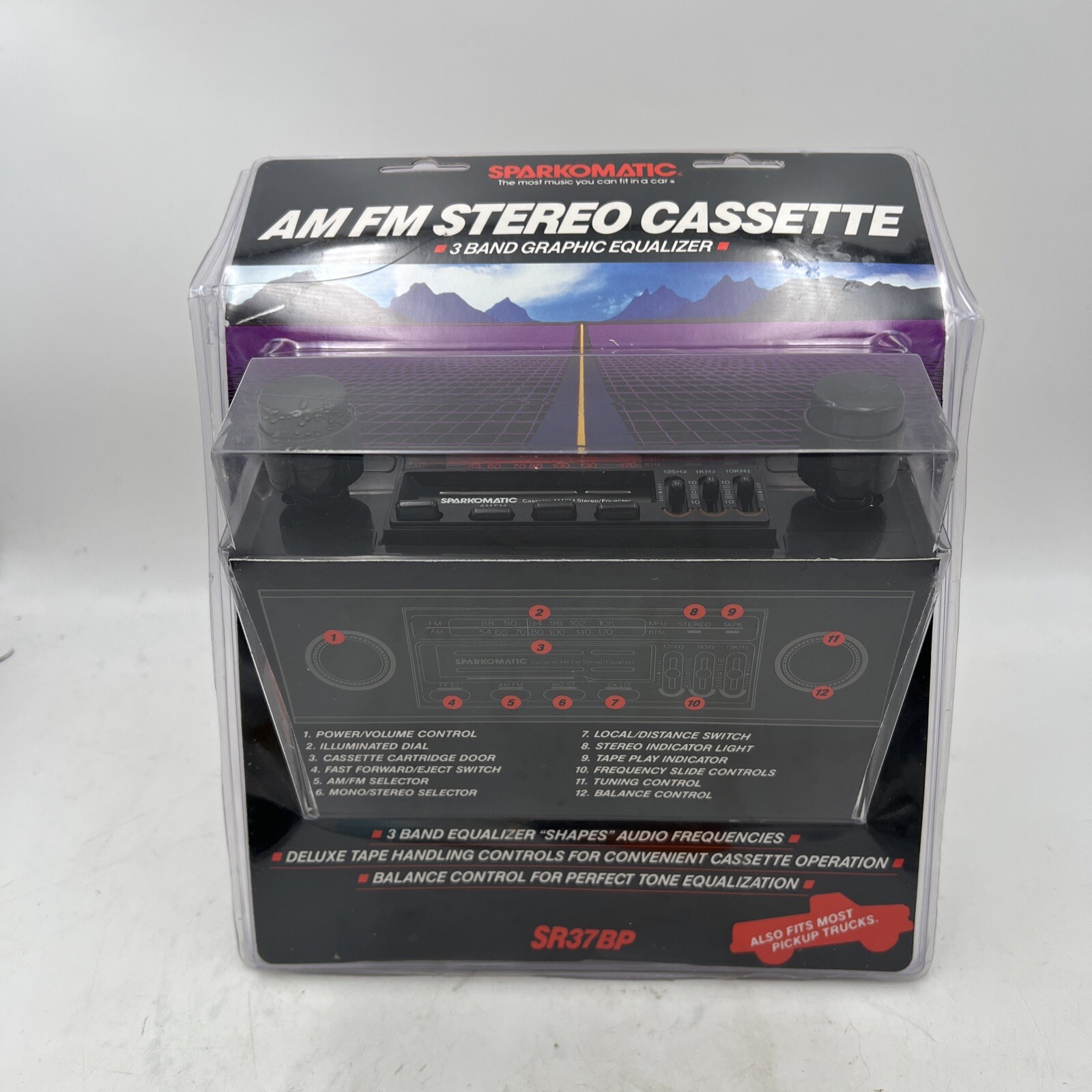 Sparkomatic AM FM Stereo Cassette Radio 3 Band Graphic Equalizer SR37 ...