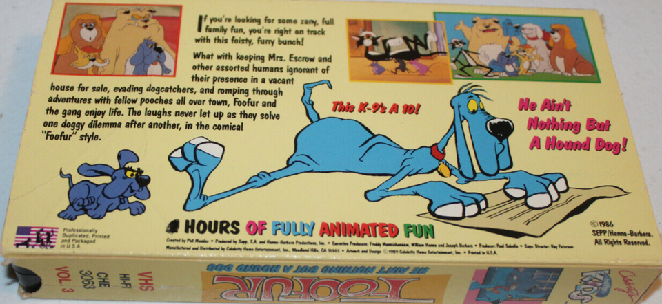 Foofur : He Aint Nothin But a Hound Dog (VHS 1989) Hanna-Barbara, 80's ...