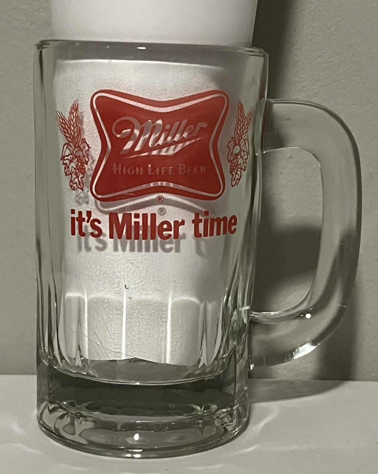 It’s Miller Time Glass Beer Stein Mug 1990’s Miller High Life Beer 5 ...
