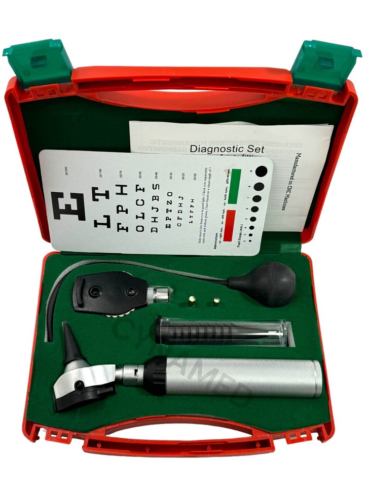 NEW ENT Diagnostic,Otoscope,Ophthalmoscope set with Insufflator Bulb ...