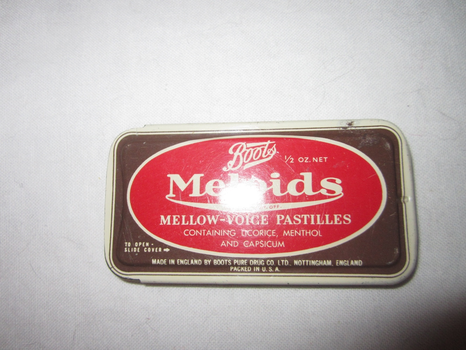 Vintage Empty Boots Meloids Pastilles Rectangle Metal Tin Box English ...