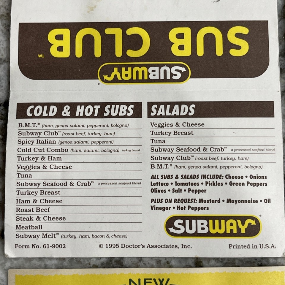 Subway Restaurant Sandwich Sub Club Cards Stamps Lot 1990’s Yellow Blue ...