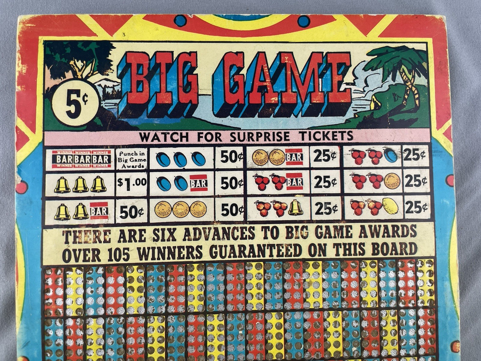 2 Vintage Punch Boards Gambling UNPUNCHED Paunchy Pancho & Big Game | eBay