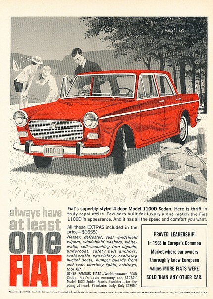 1964 Fiat 1100D Sedan 1100 Original Advertisement Print Art Car Ad PE41 ...