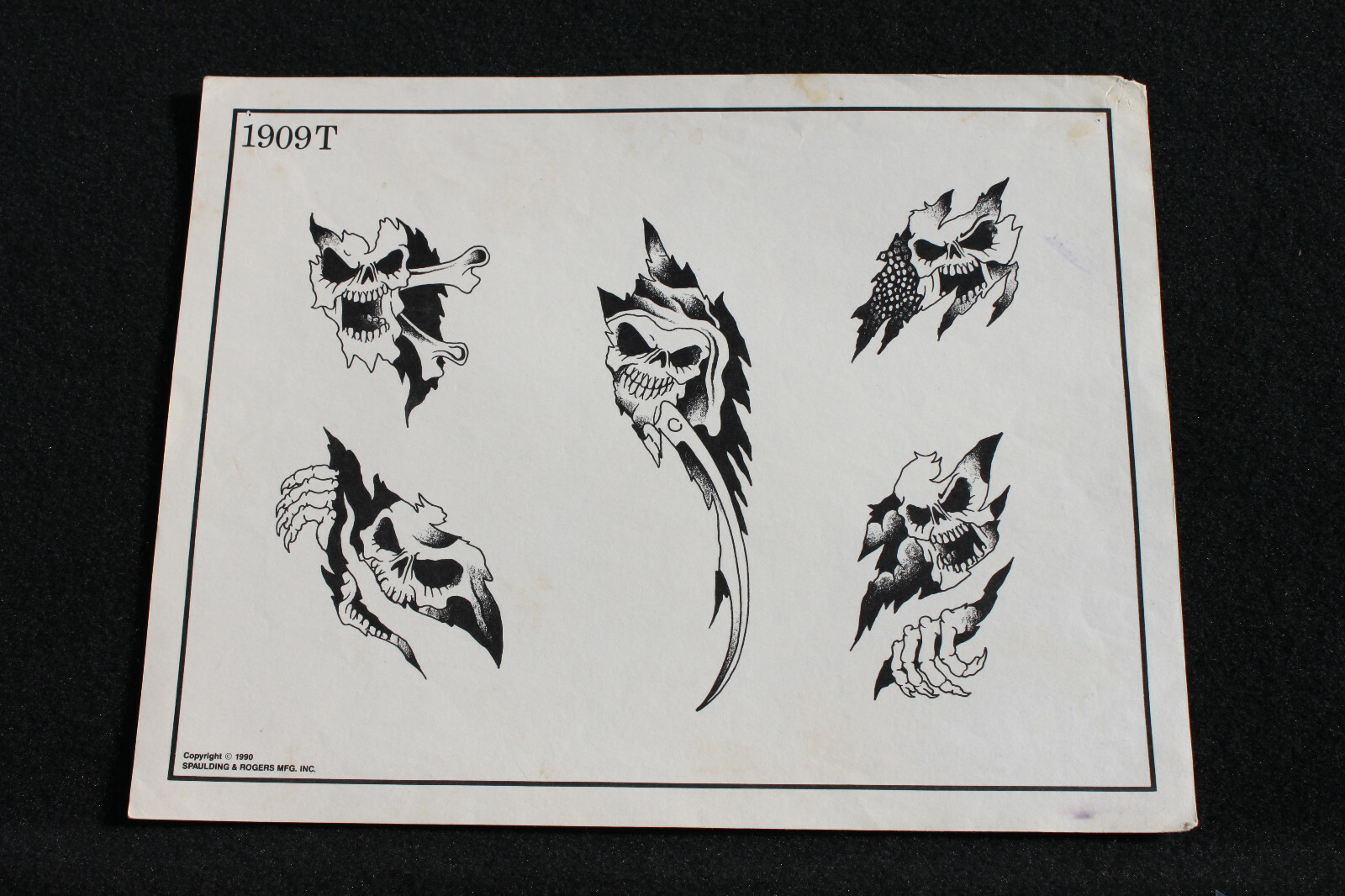 Vintage Spaulding & Rogers Art Tattoo Flash Sheet Design #1909 Grim ...